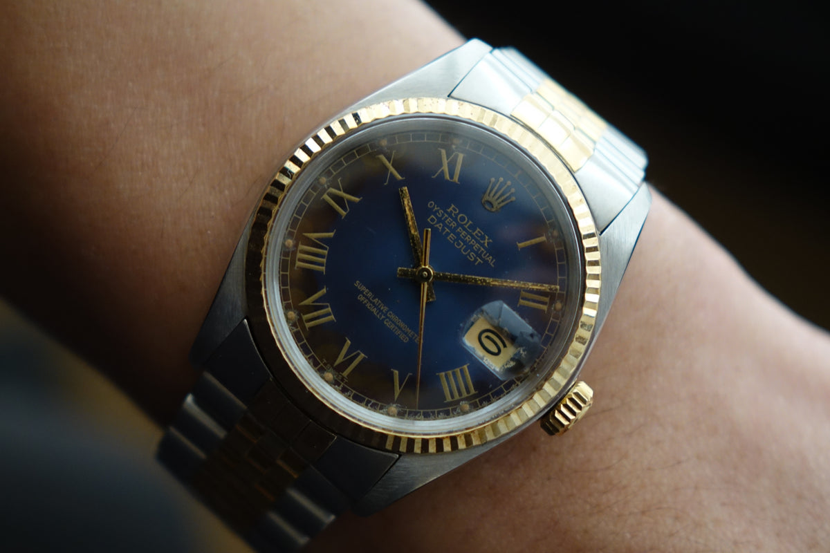 Rolex DateJust 36 16013 blue buckly dial full set – Wristime