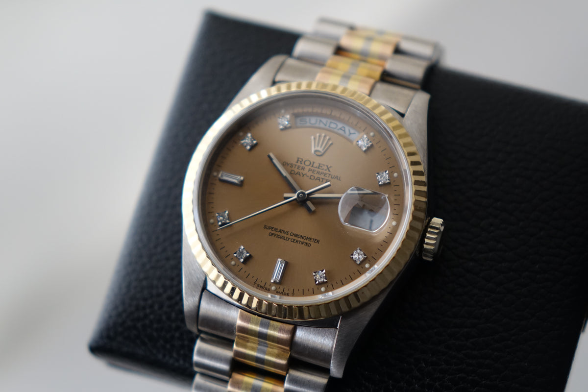 Rolex Tridor Daydate 36 18239BIC Rare salmon dial – Wristime