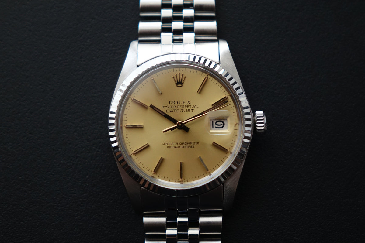 Rolex Datejust 36 White gold bezel 16014 champagne dial – Wristime