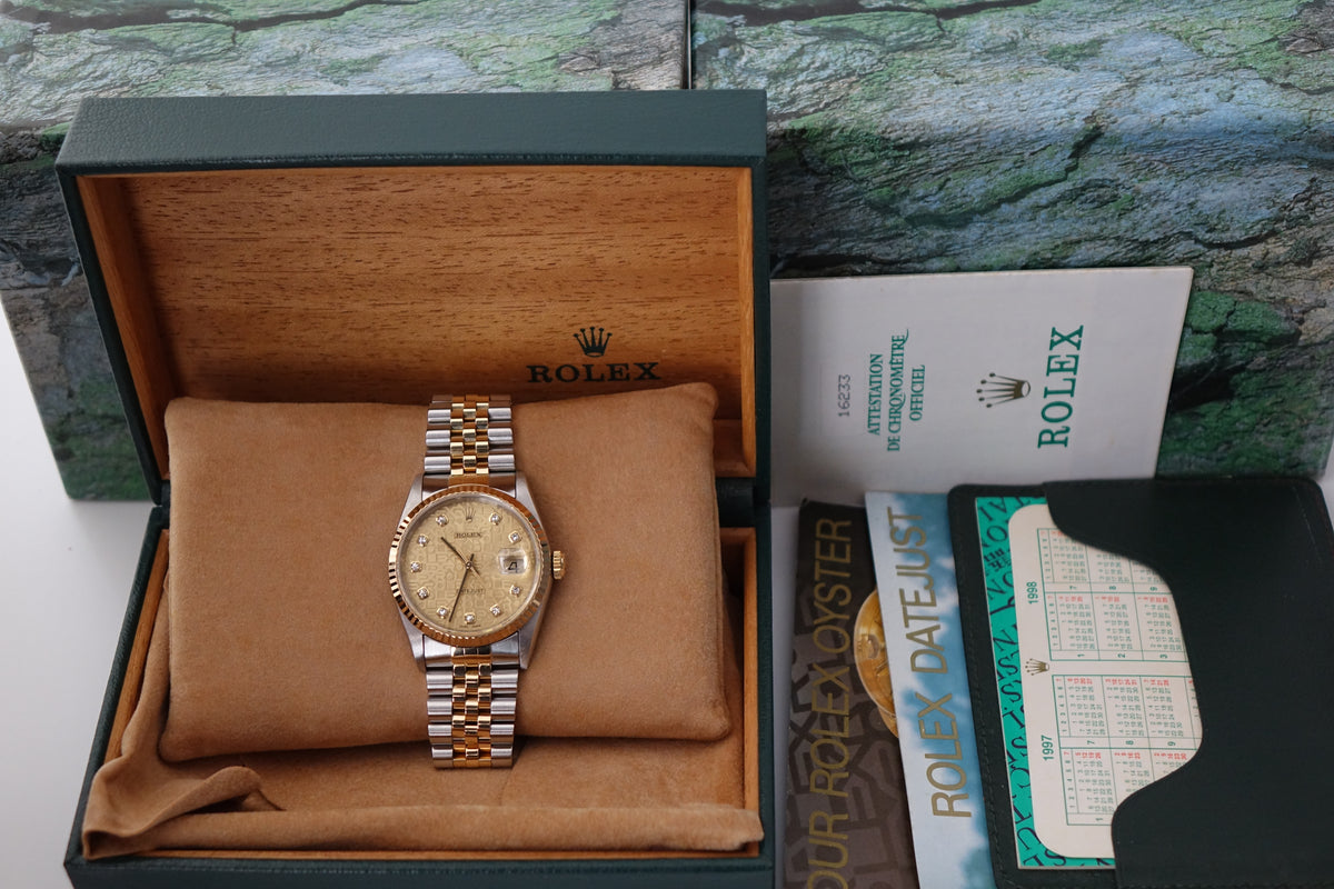 Rolex Datejust 36 16233G computer dial 10pt diamonds – Wristime